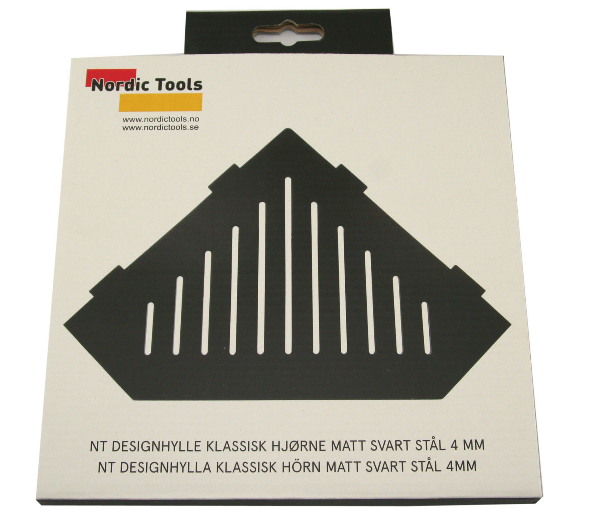 Nordic Tools. NT designhylla klassisk hörn svart stål 4mm