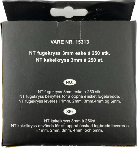 Nordic Tools. NT kakelkryss 3mm kartong à 250st